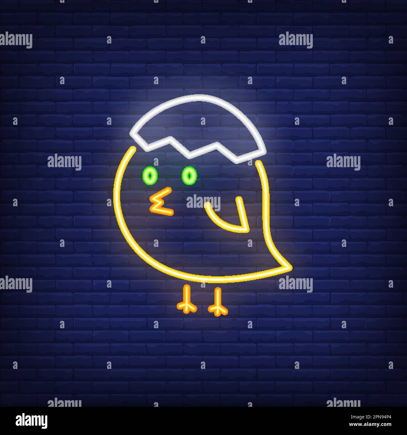 Chick with egg shell piece on head neon sign Stock Vector Image & Art ...