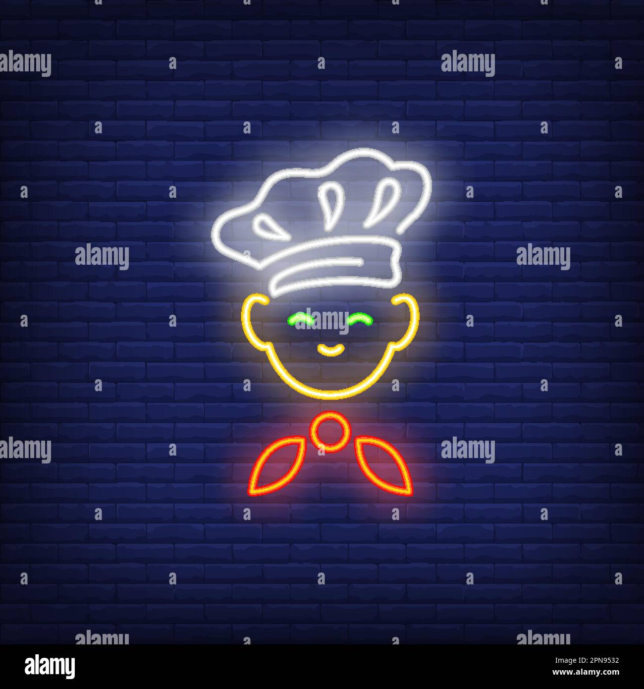 Kid wearing chief cook hat neon sign Stock Vector Image & Art - Alamy