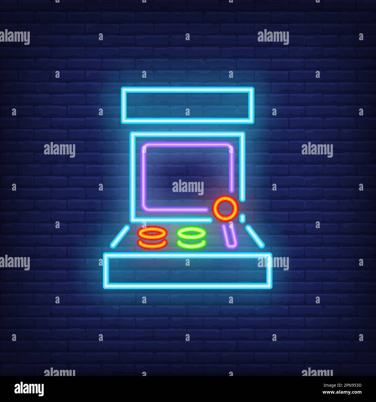 Retro arcade game machine neon sign Stock Vector Image & Art - Alamy