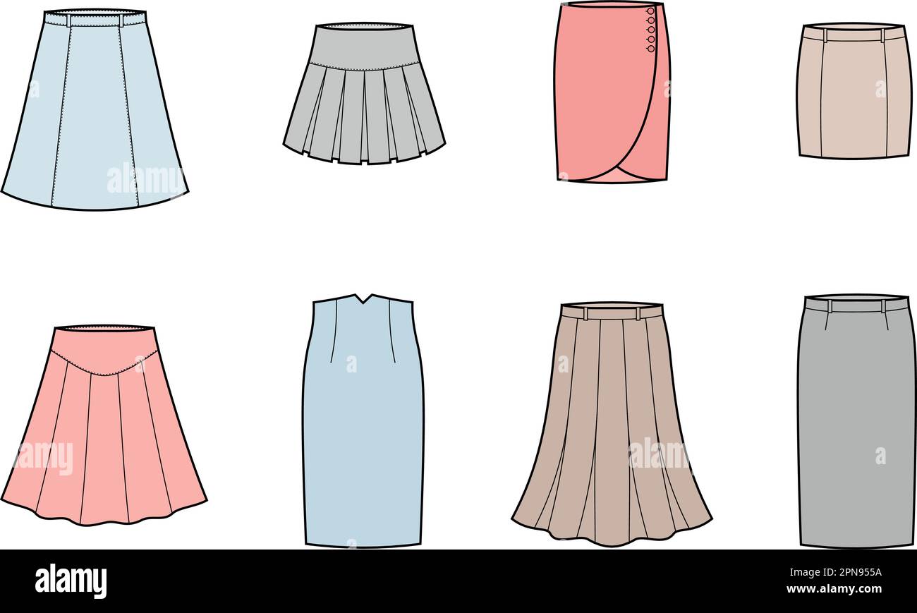 Womens classic skirt. Set. Fashion CAD Stock Vector Image & Art - Alamy