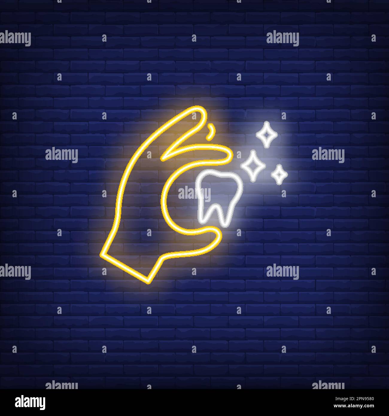 Tooth in hand neon sign Stock Vector Image & Art - Alamy