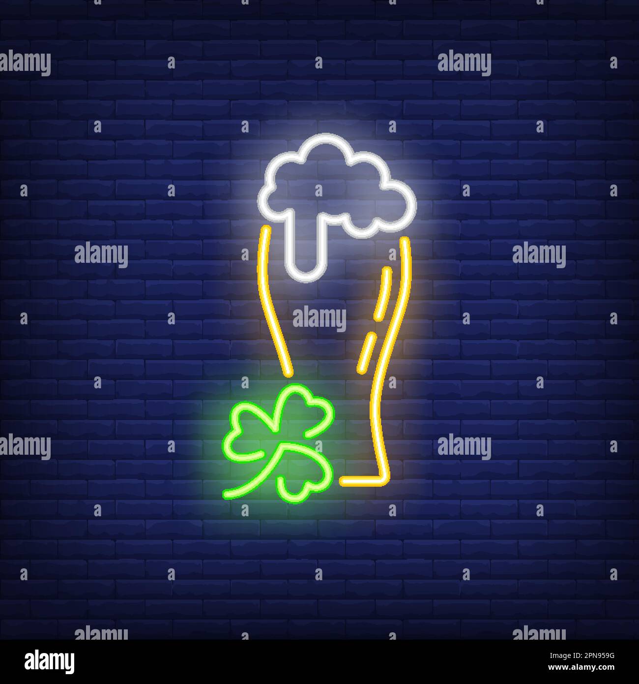 Glass of beer and clover neon sign Stock Vector Image & Art - Alamy