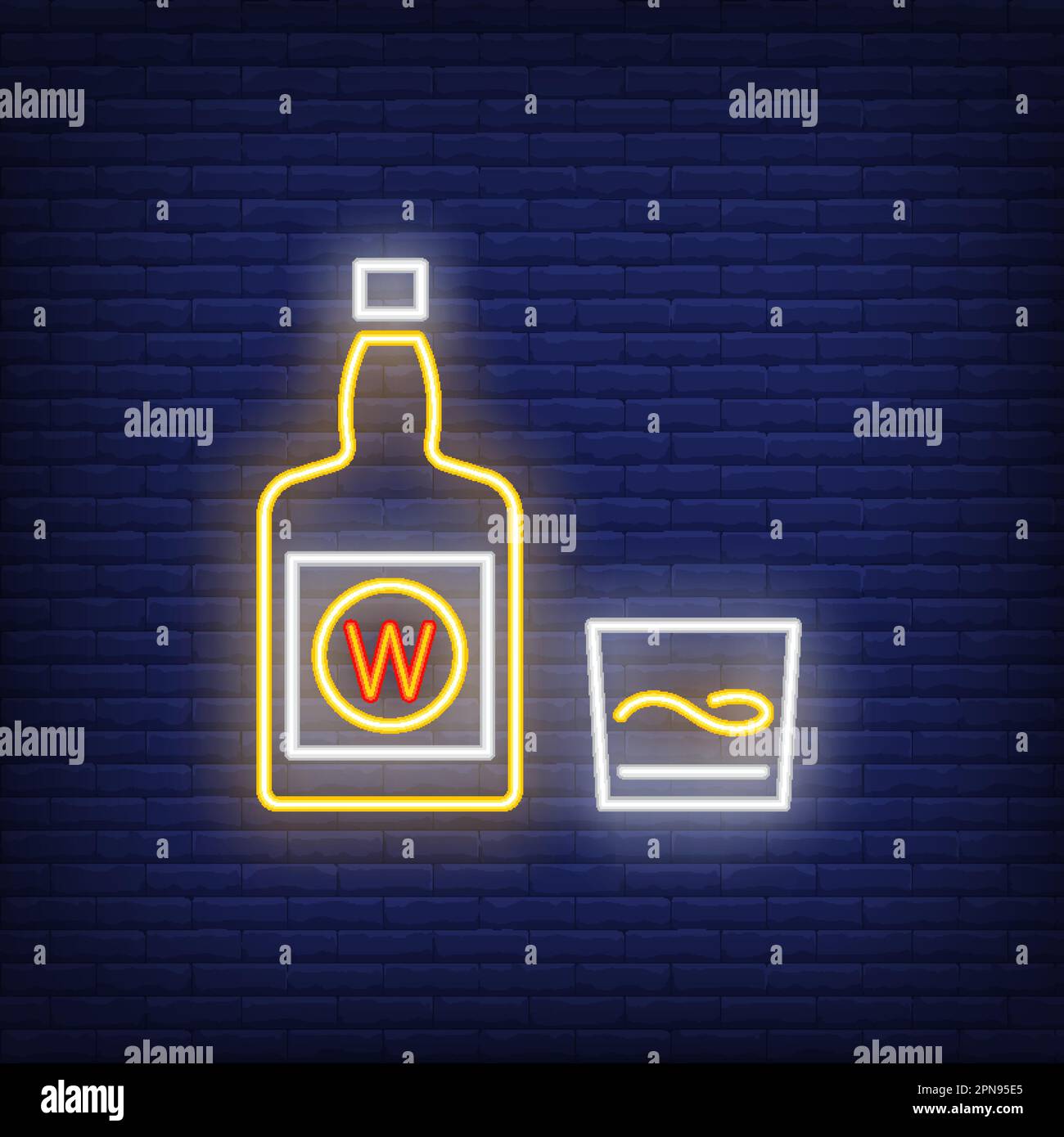 Whiskey bottle and glass neon sign Stock Vector Image & Art - Alamy