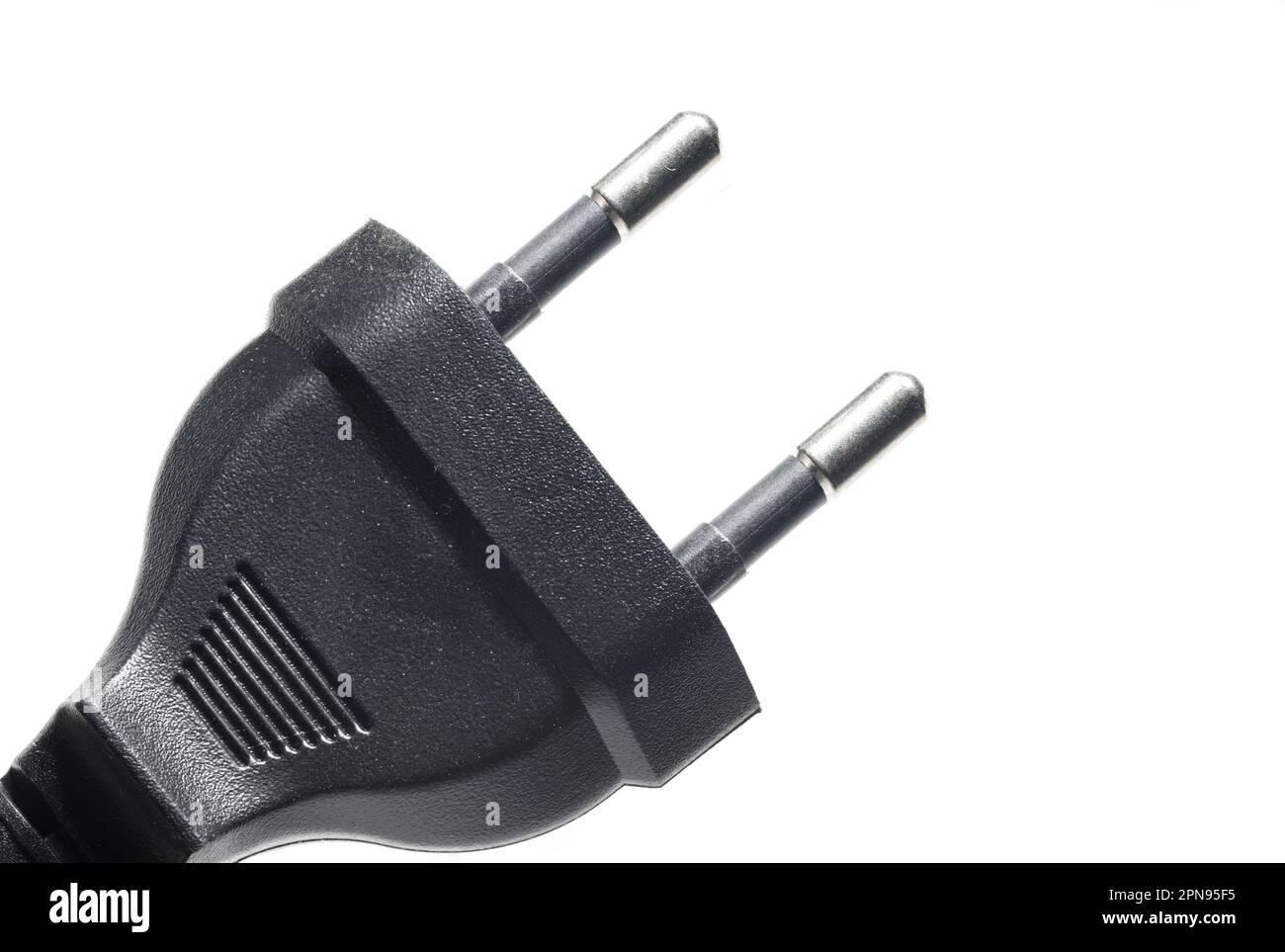 Close up of black 220 volt eu european power plug for powering ...