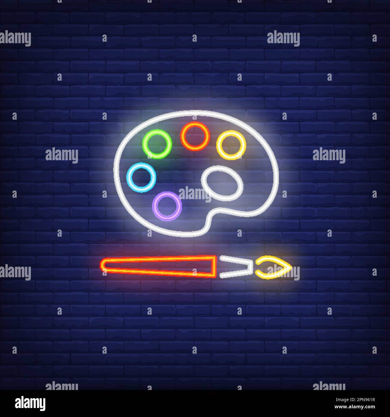 Palette and brush neon sign Stock Vector Image & Art - Alamy