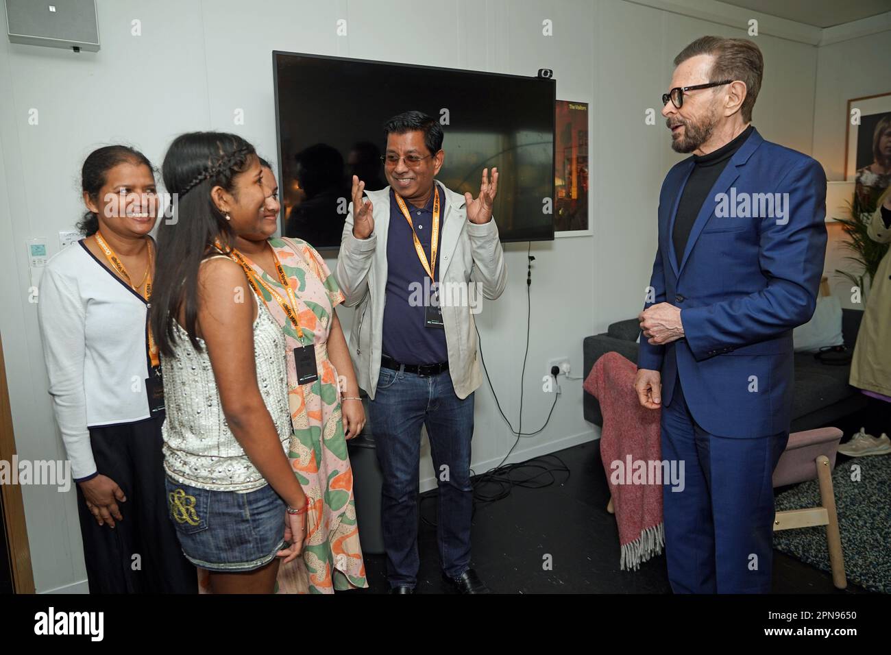 Josie Felix, the one millionth customer at ABBA Voyage, (second left ...