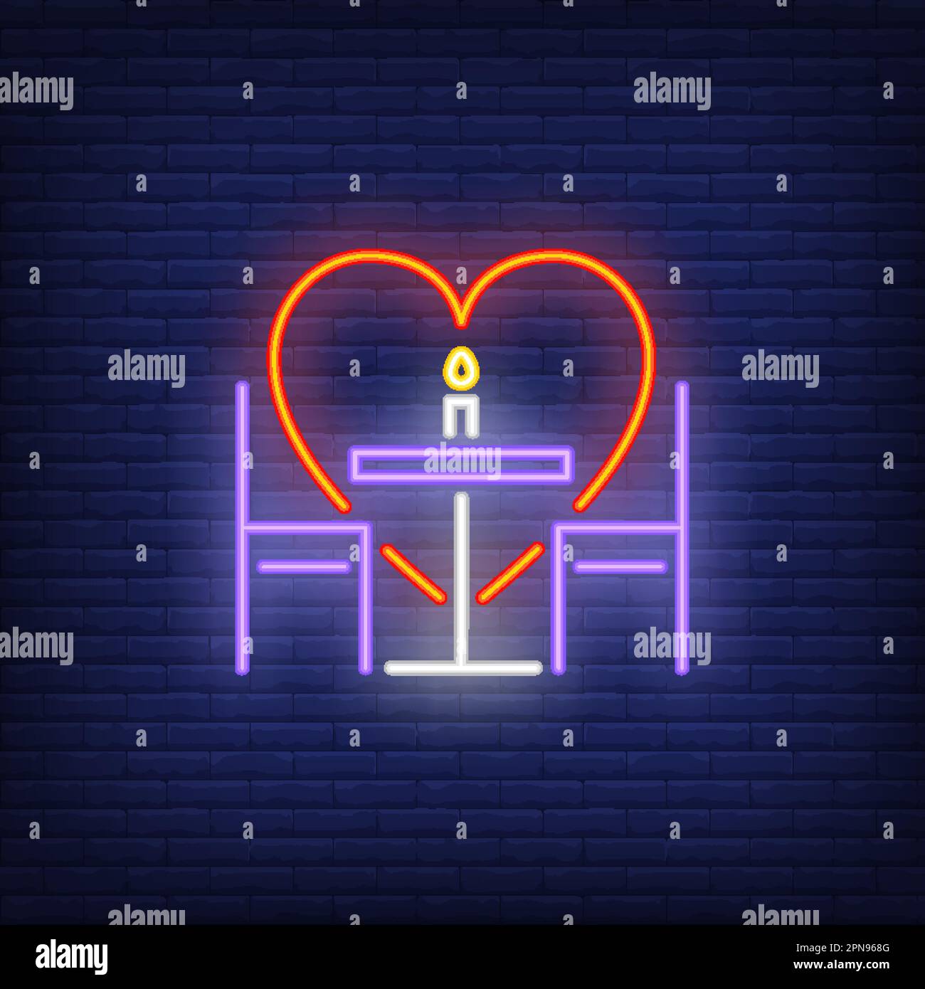Romantic Dinner Neon Sign Stock Vector Image And Art Alamy