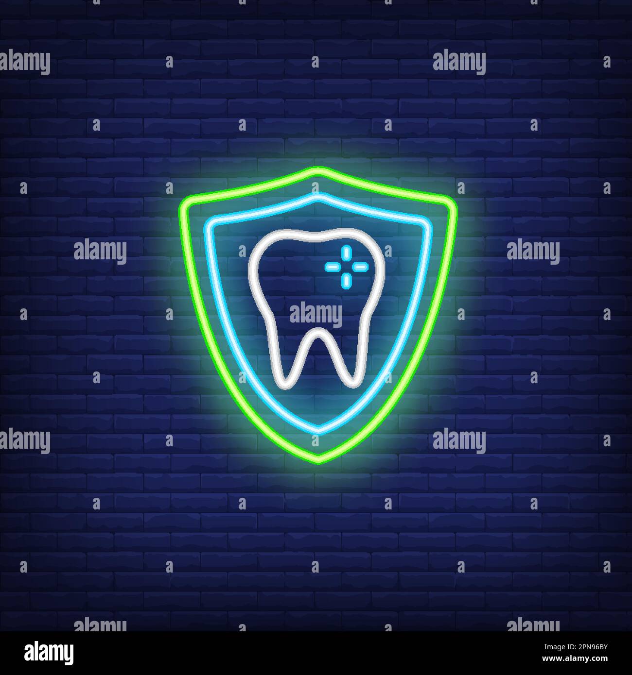 Tooth with protection shield neon sign Stock Vector Image & Art - Alamy