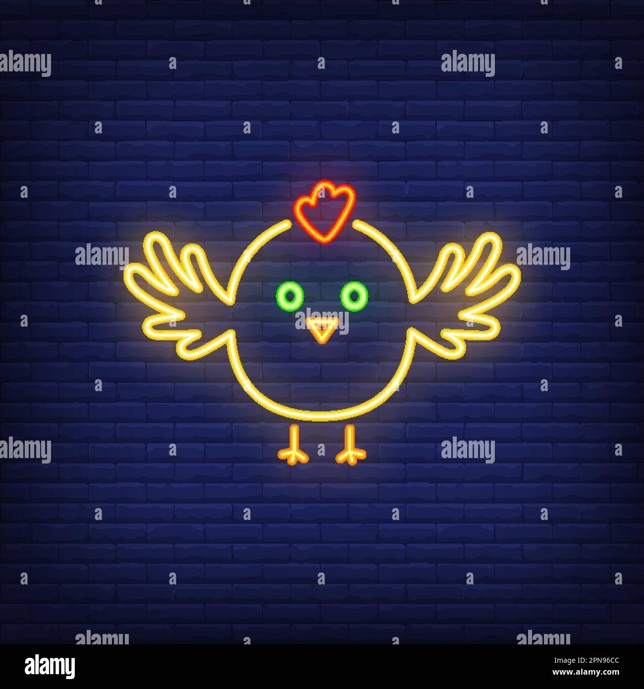 Chick spreading wings neon sign Stock Vector Image & Art - Alamy