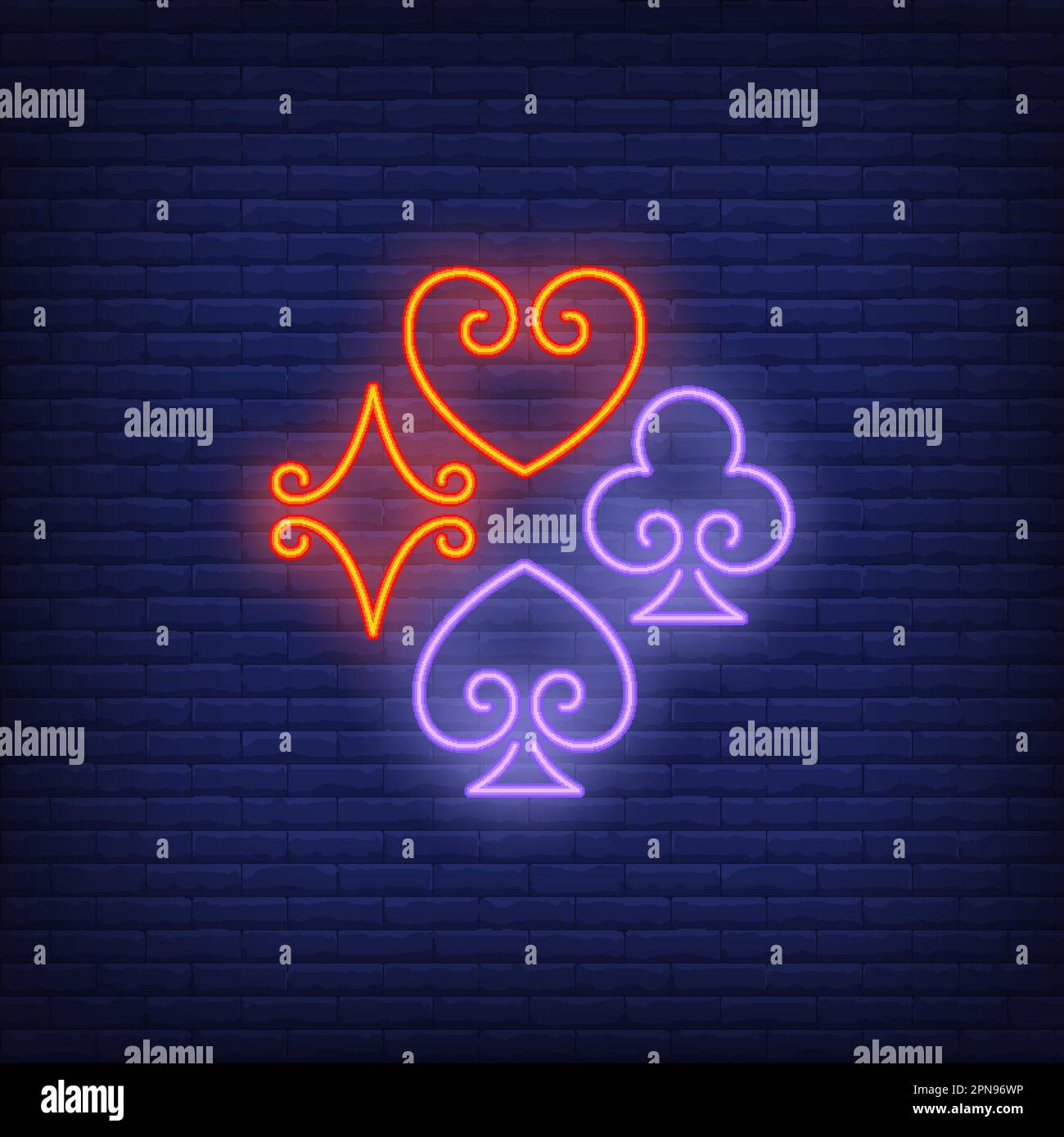 Playing card suits neon sign Stock Vector Image & Art - Alamy