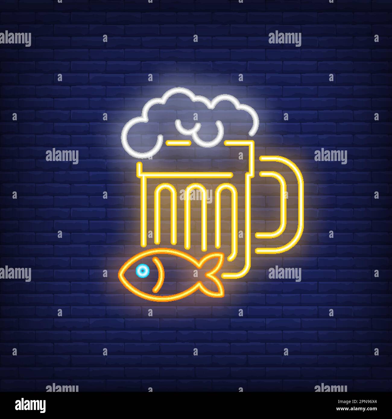 Beer mug with fish neon sign Stock Vector Image & Art - Alamy