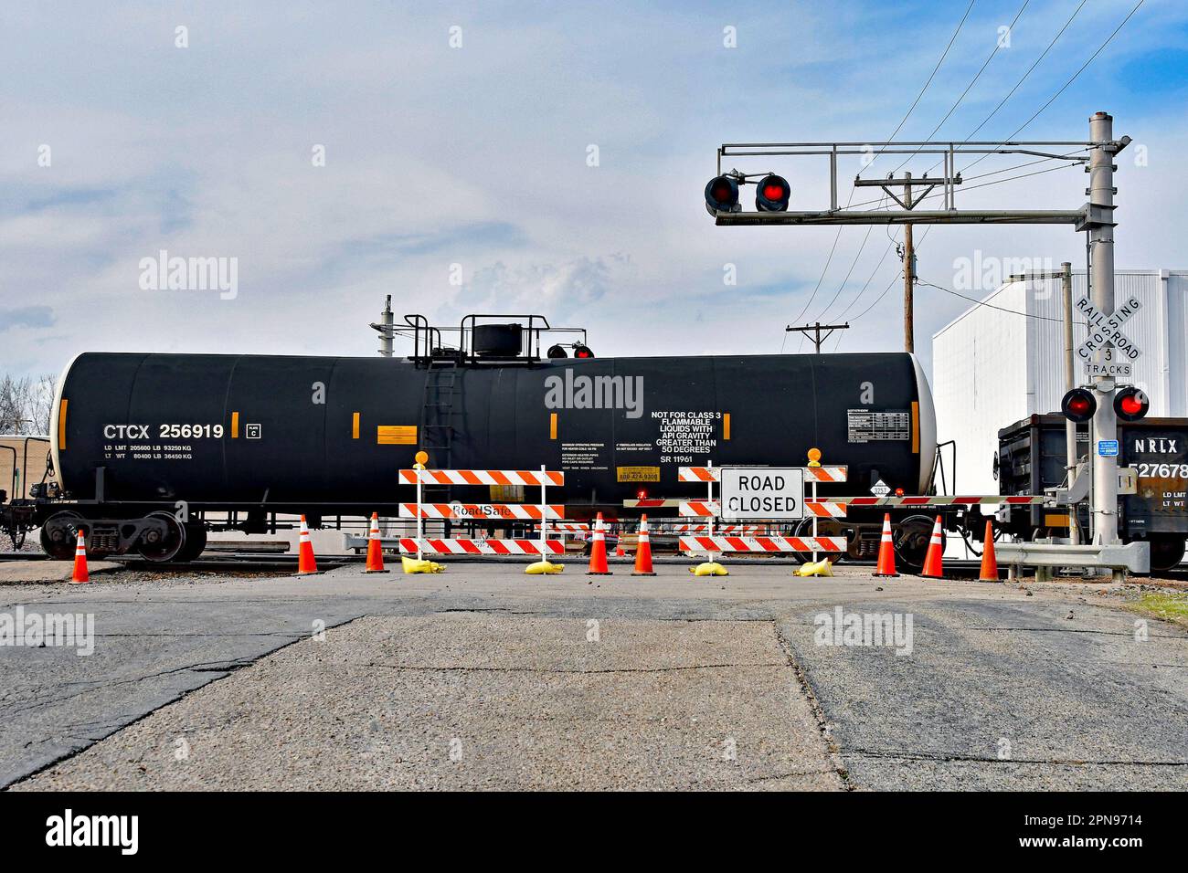EMPORIA, KANSAS - APRIL 4, 2023 Railroad tank car that is labeled not ...