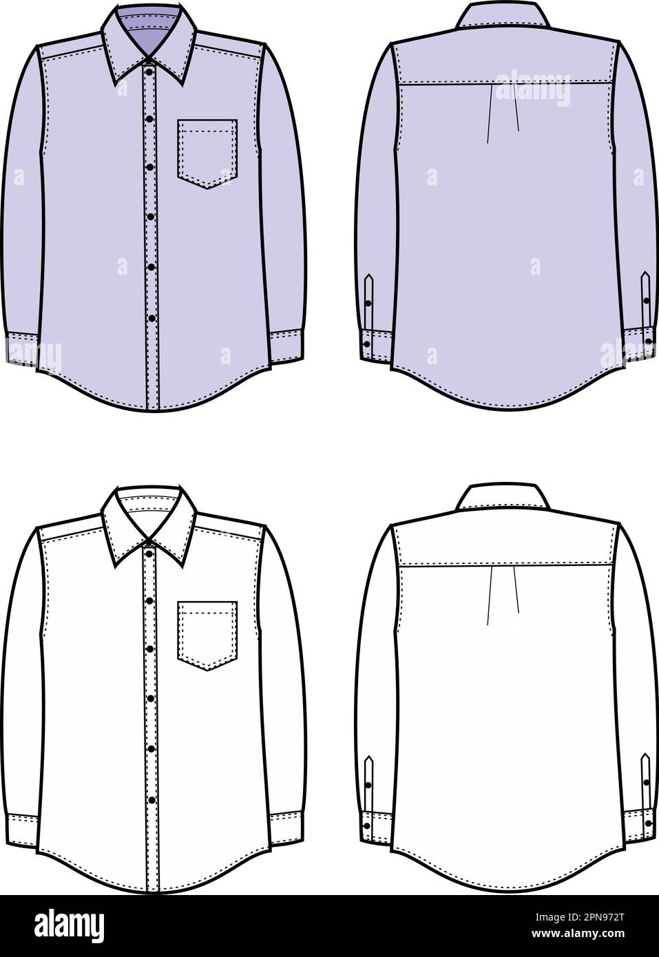 Mens classic shirt. Front and back Stock Vector Image & Art - Alamy