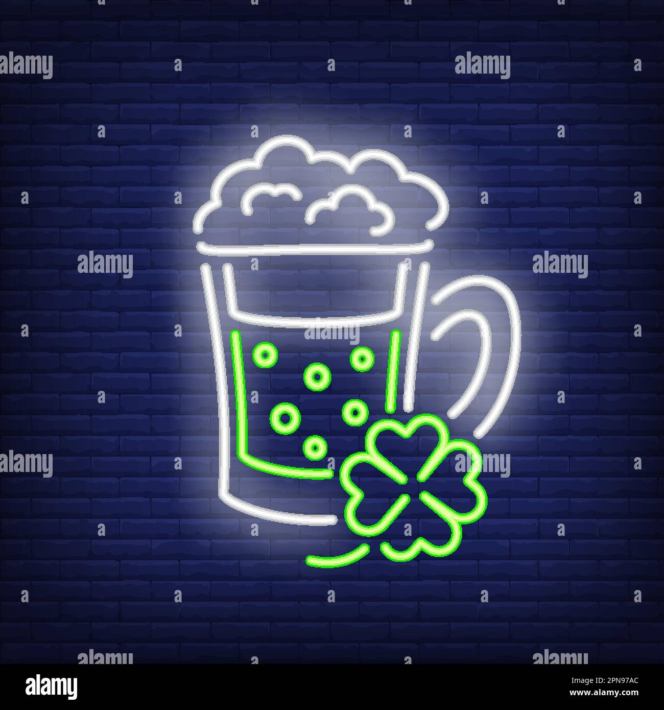 Green ale in mug and clover neon sign Stock Vector Image & Art - Alamy