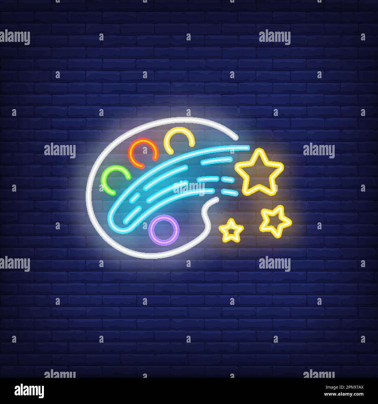 Palette and stars neon sign Stock Vector Image & Art - Alamy