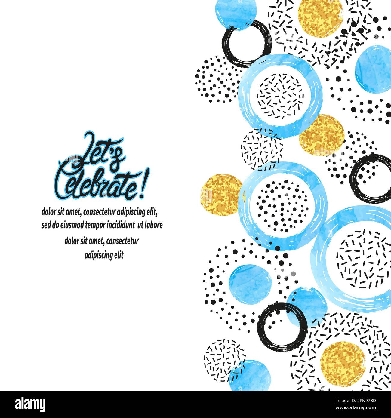 Celebration background with blue, golden and black circles. Vector ...