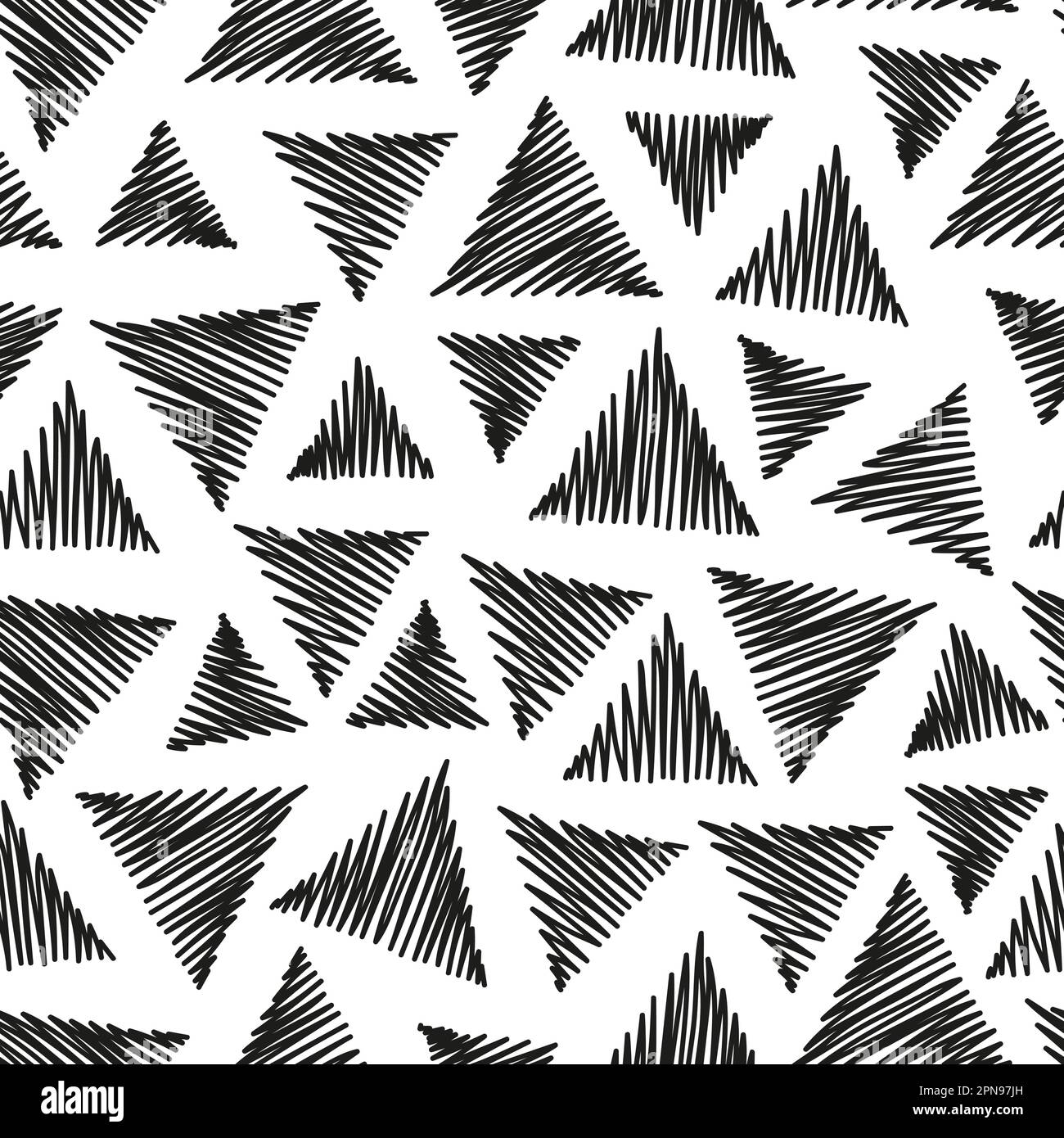 Seamless pattern with hand drawn triangles. Black and white vector ...
