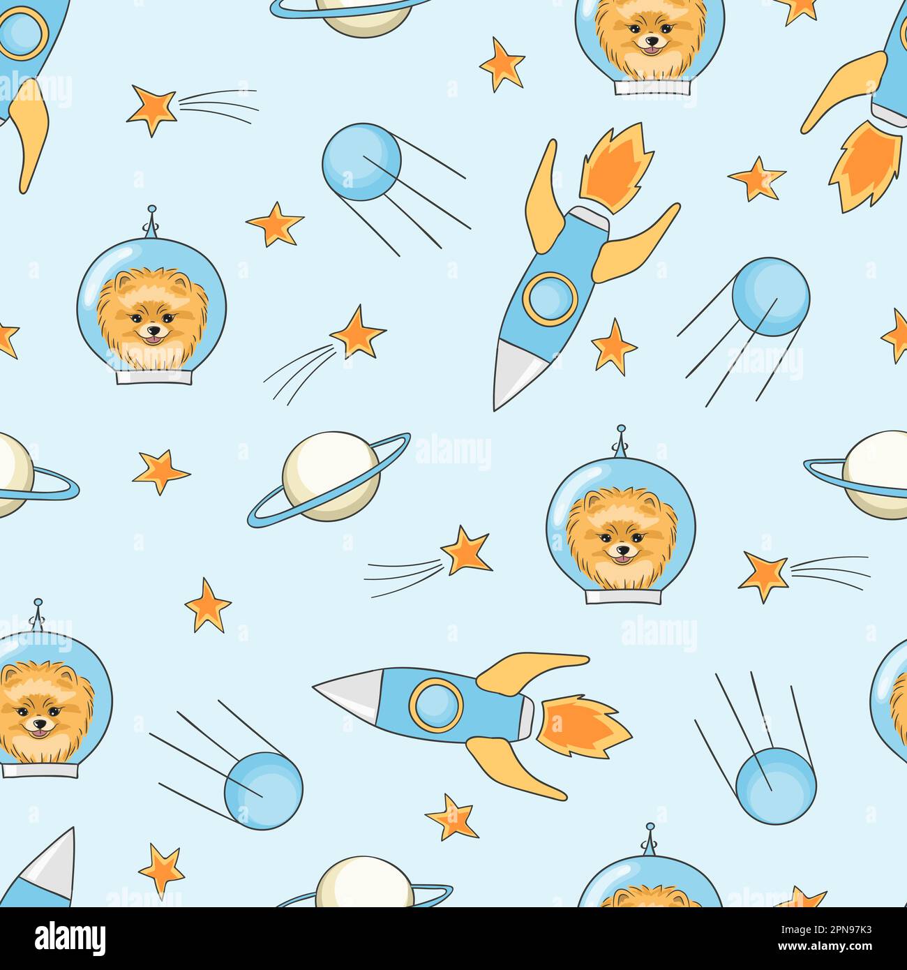 Funny space dogs seamless pattern hi-res stock photography and images ...
