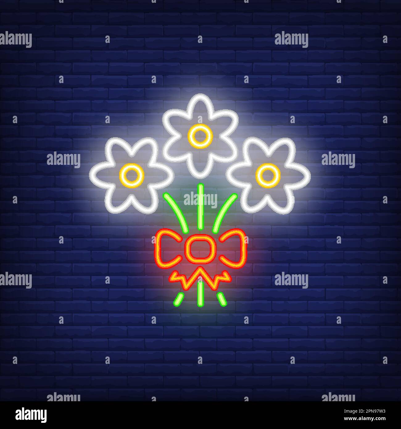 Daisy bouquet neon sign Stock Vector Image & Art - Alamy