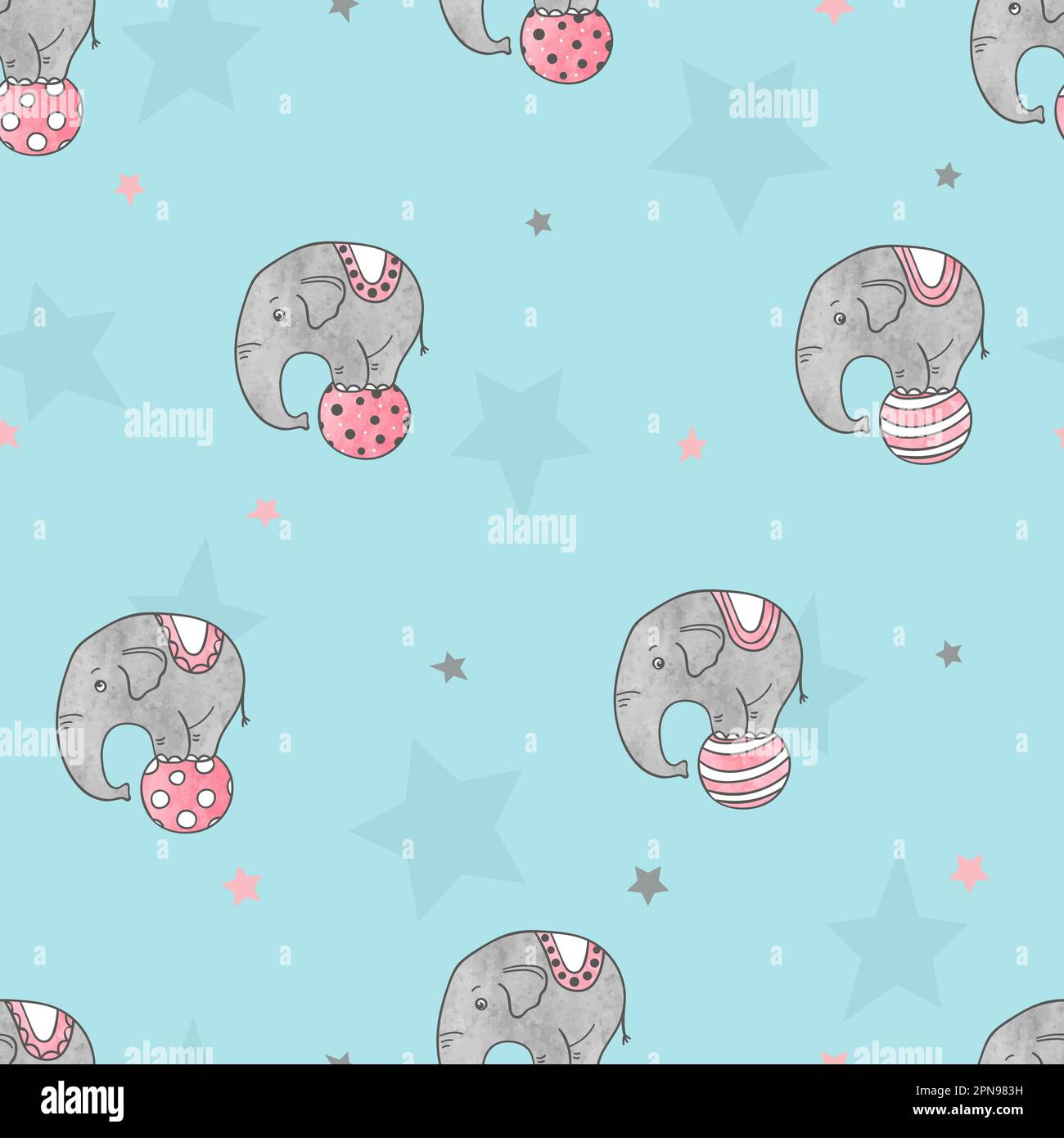Seamless pattern with cute circus elephants. Vector illustration for ...