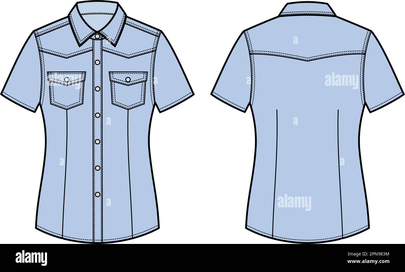 Womens denim shirt. Fashion CAD Stock Vector Image & Art - Alamy