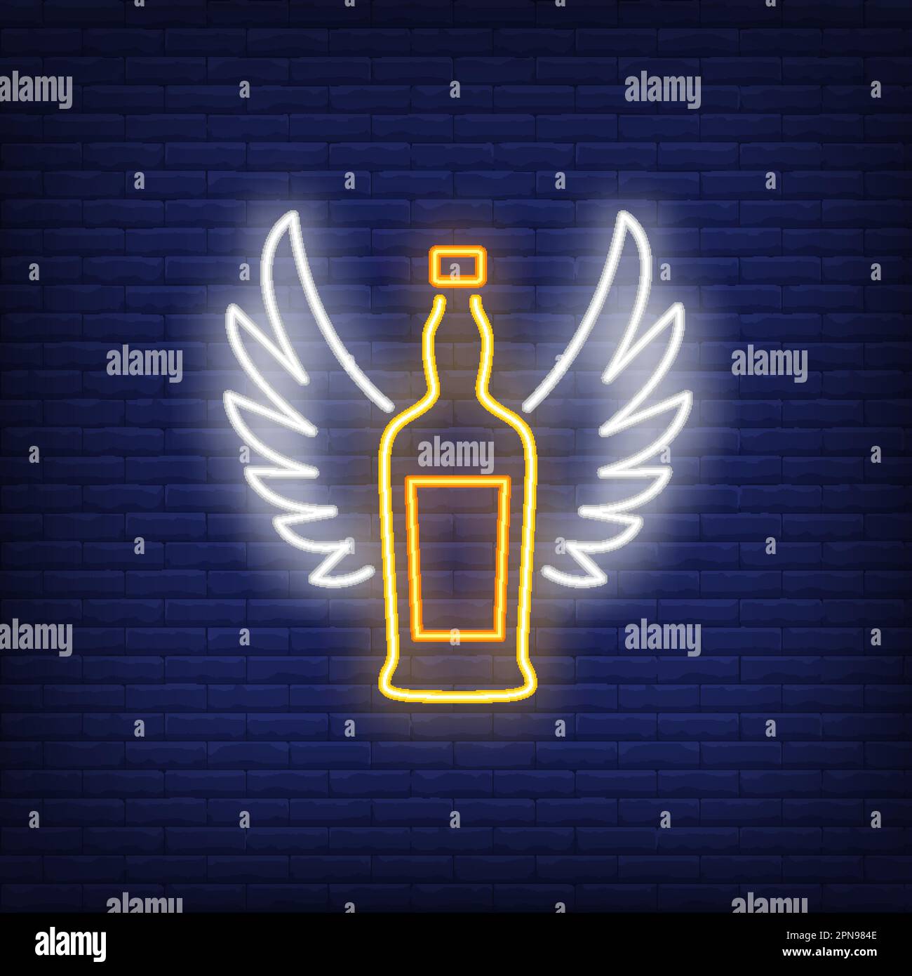 Whiskey bottle with angel wings neon sign Stock Vector Image & Art - Alamy