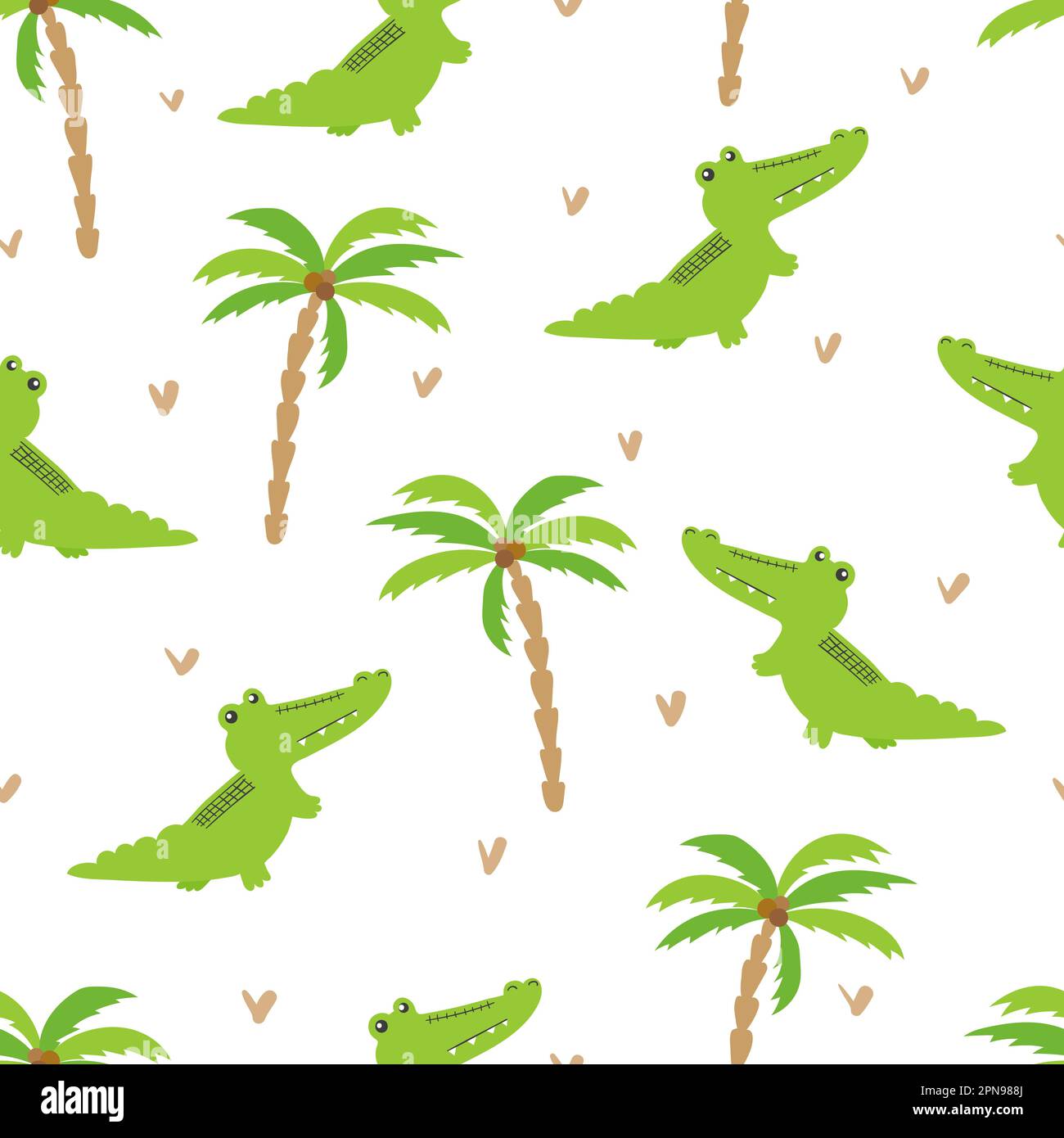 Seamless cartoon crocodiles pattern. Vector background with alligators ...