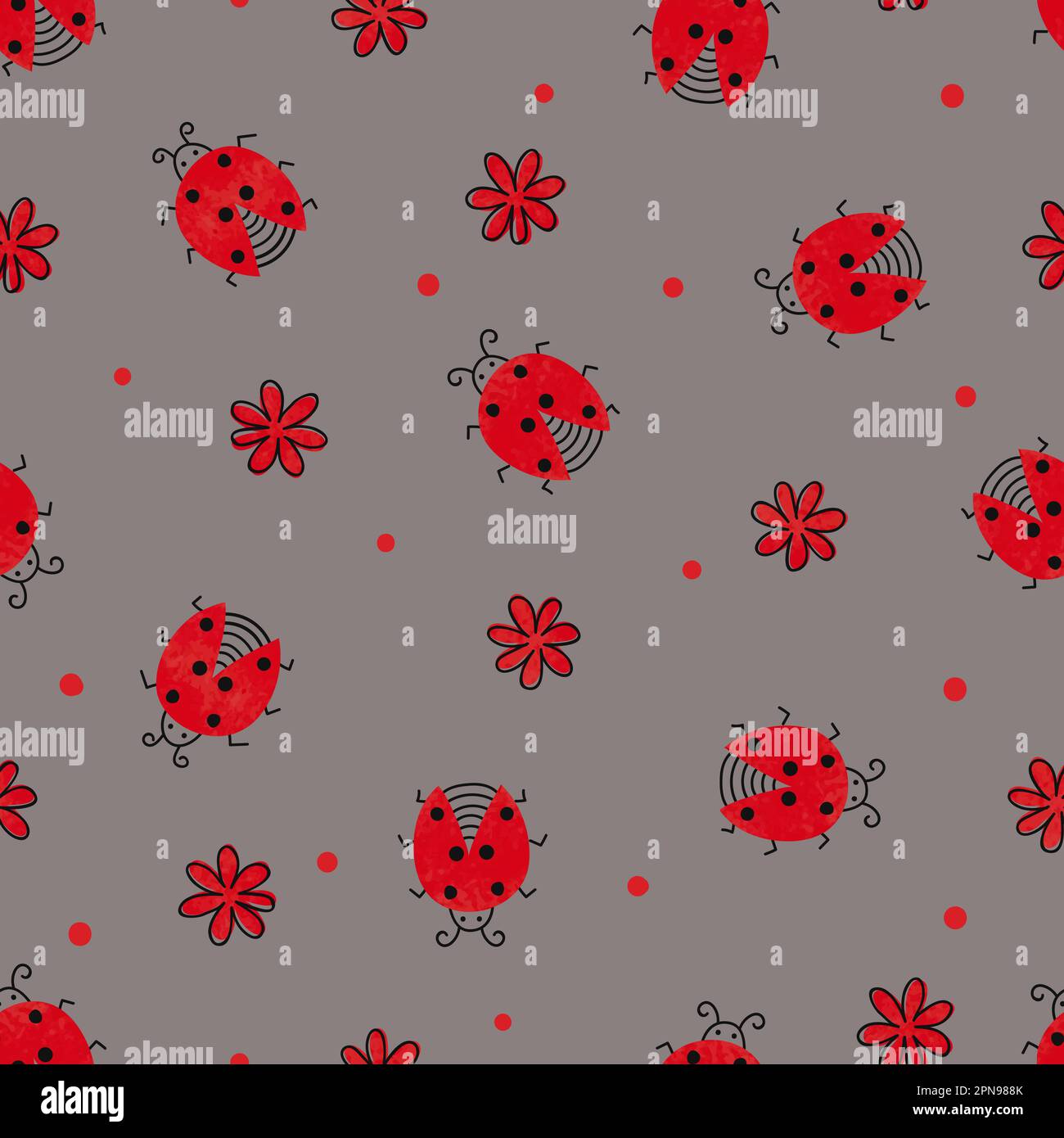 Cute ladybugs seamless pattern. Vector background with ladybirds Stock ...