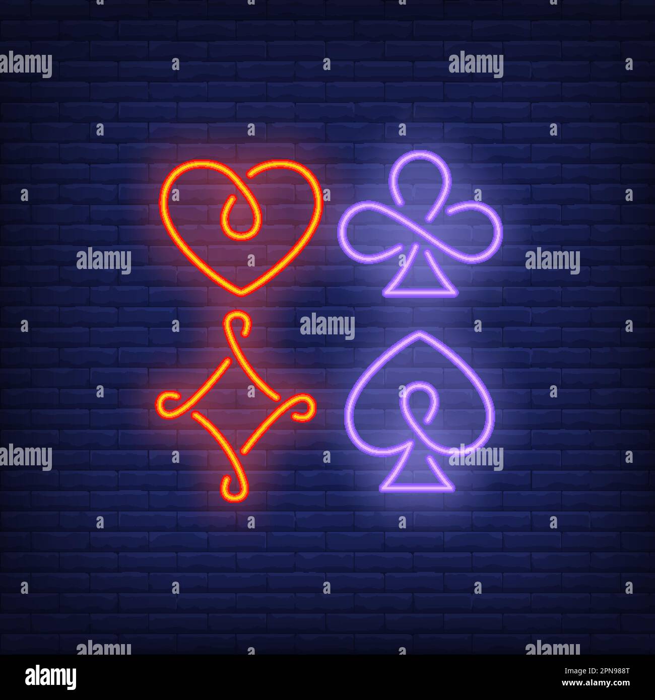 Four playing card suit symbols neon sign Stock Vector Image & Art - Alamy