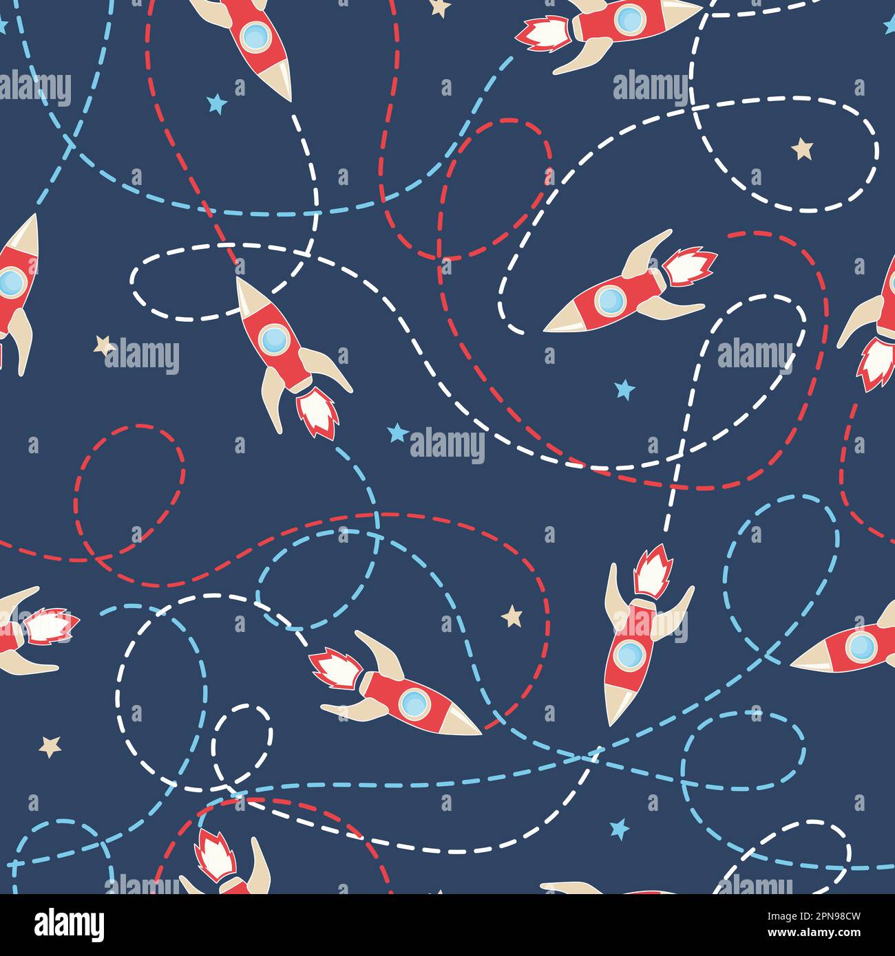 Seamless vector space pattern with rockets and traces Stock Vector Image & Art - Alamy