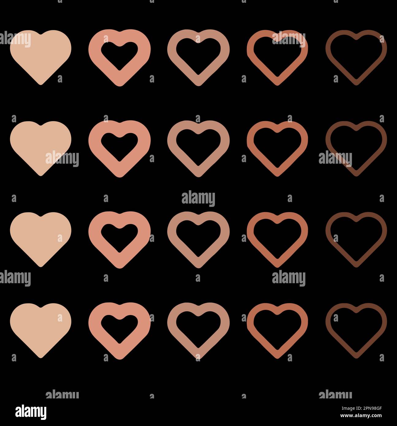 Different hearts with skin color diversity black history month vector ...