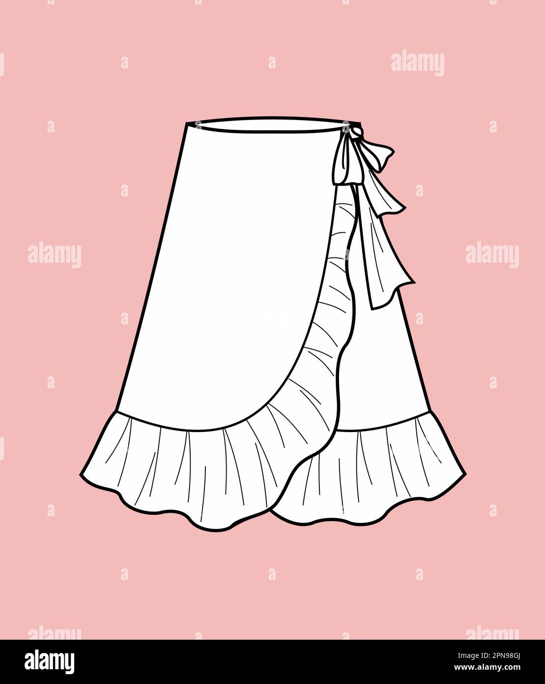 Womens skirt with ruffles. Fashion CAD Stock Vector Image & Art - Alamy