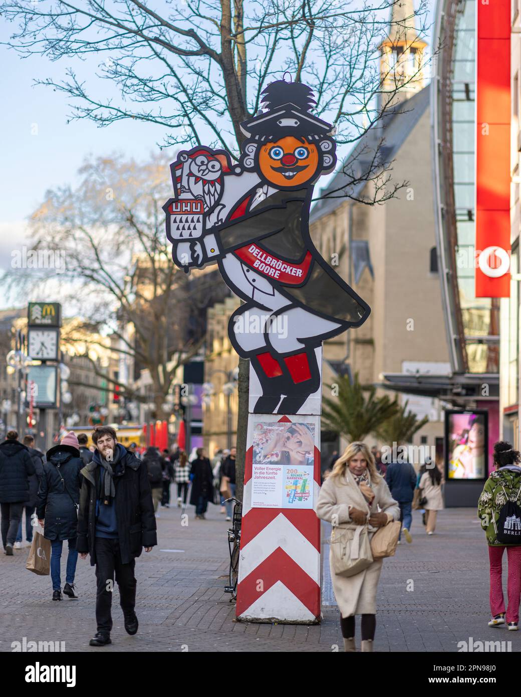 Cologne Carnival marker statue standing on city streets during carnival ...