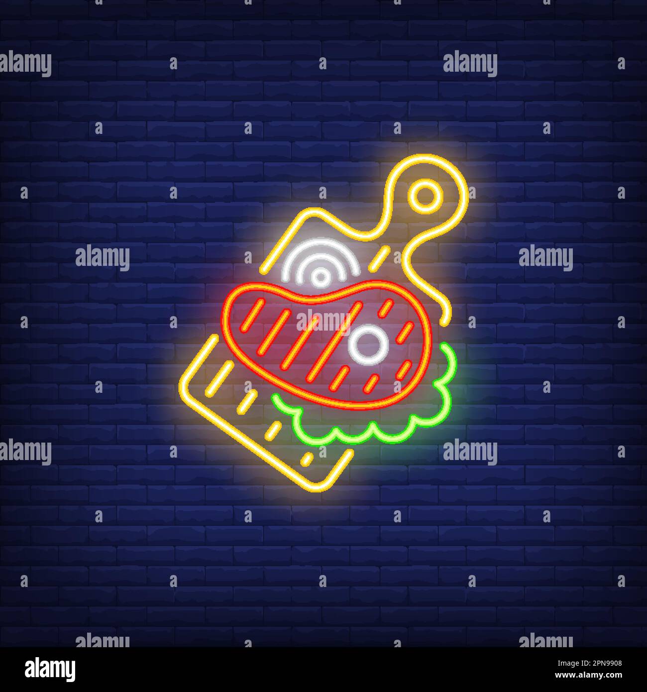Beef steak on cutting board neon sign Stock Vector Image & Art - Alamy