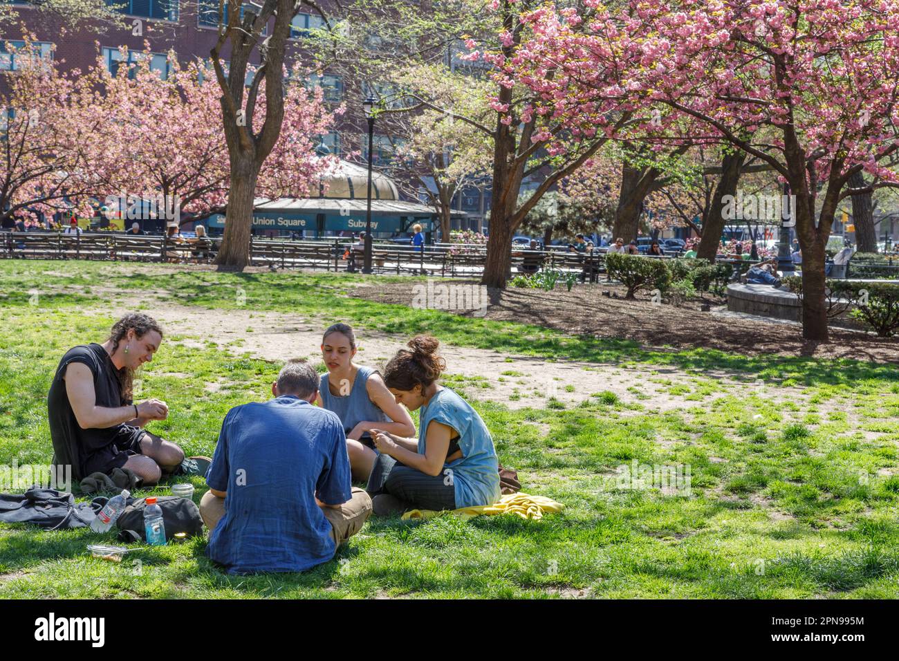 Tourists visit spring square in hi-res stock photography and images - Alamy