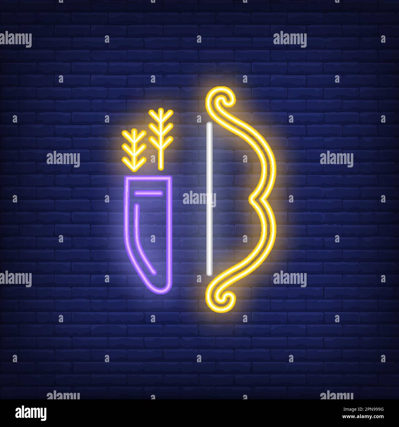 Quiver and bow neon sign Stock Vector Image & Art - Alamy