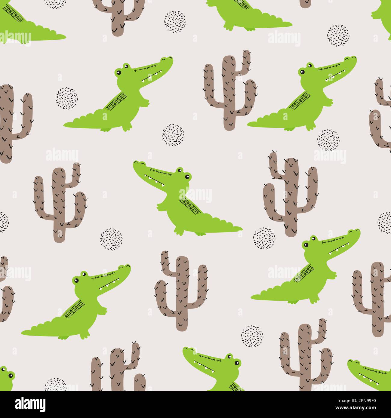 Seamless cute crocodile pattern. Vector background with cartoon ...