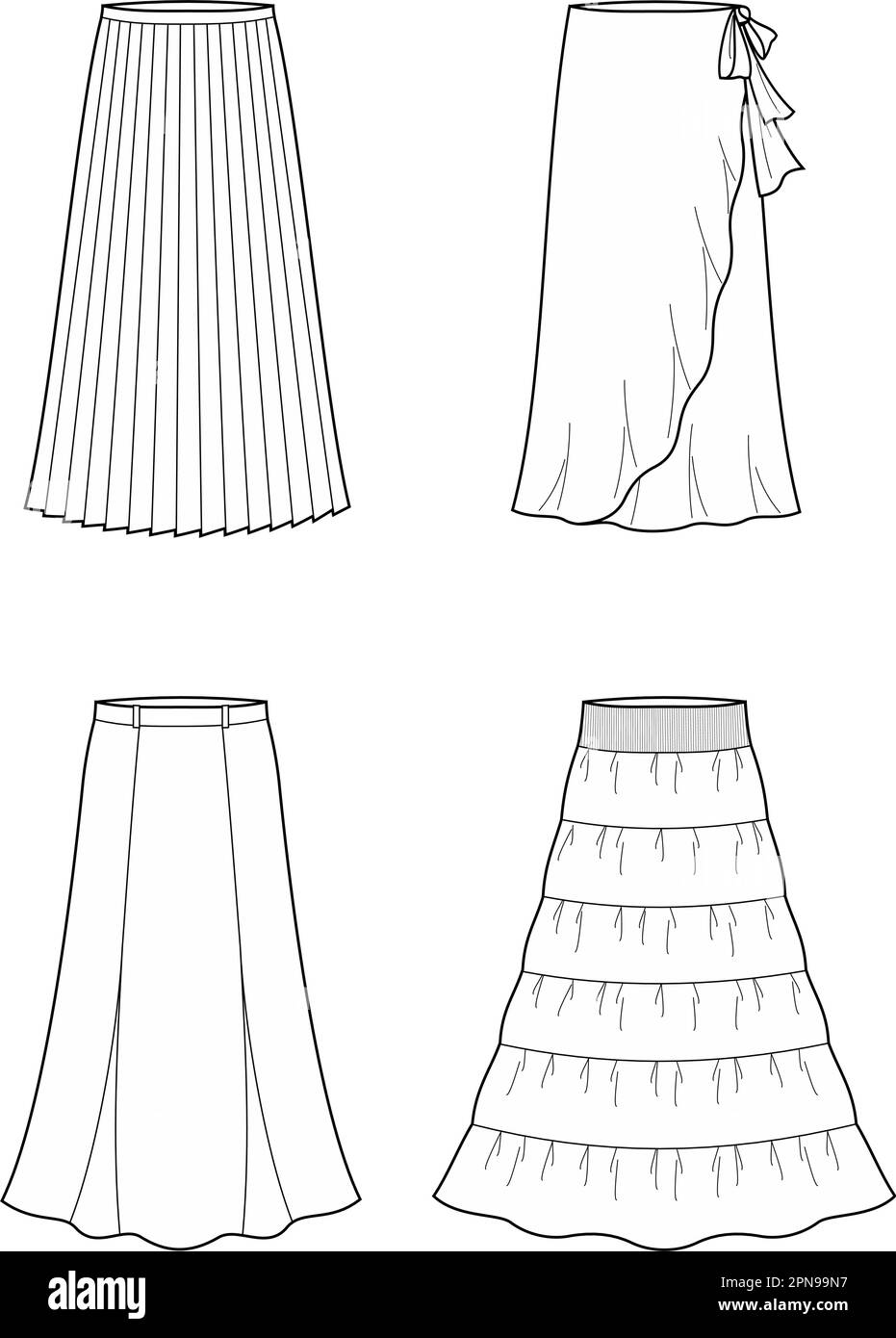 Set Of Womens Maxi Skirts Fashion Cad Stock Vector Image Art Alamy