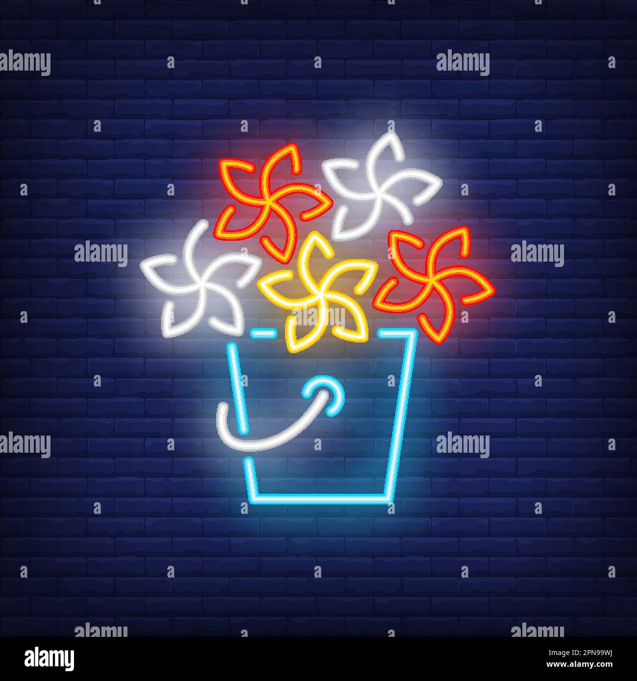 Bucket with flowers neon sign Stock Vector Image & Art - Alamy