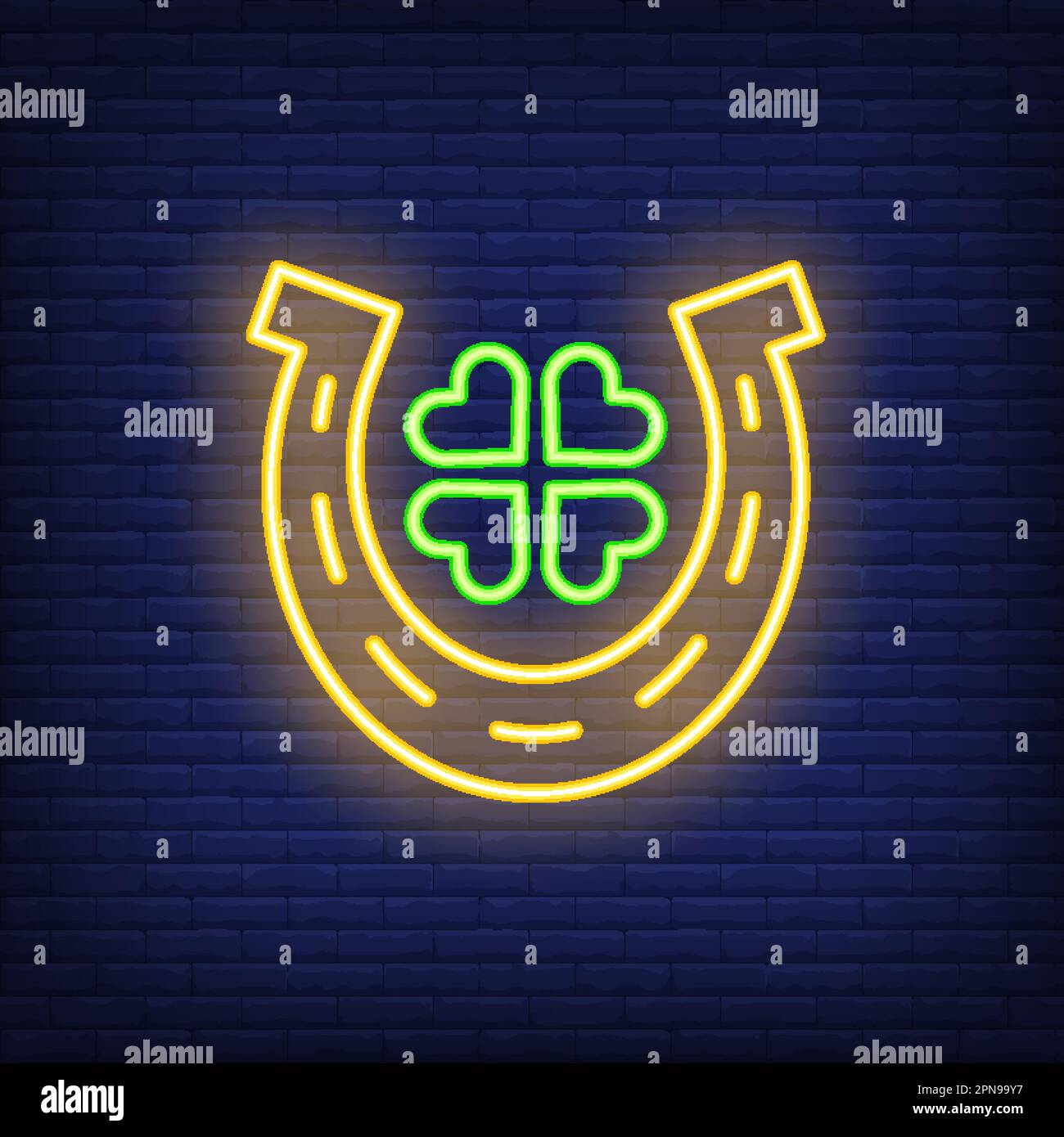 Horseshoe and clover neon sign Stock Vector Image & Art - Alamy