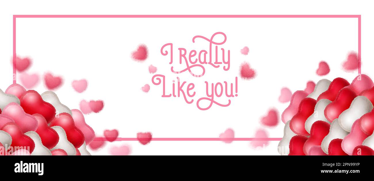 I really like you lettering in frame with hearts Stock Vector Image ...