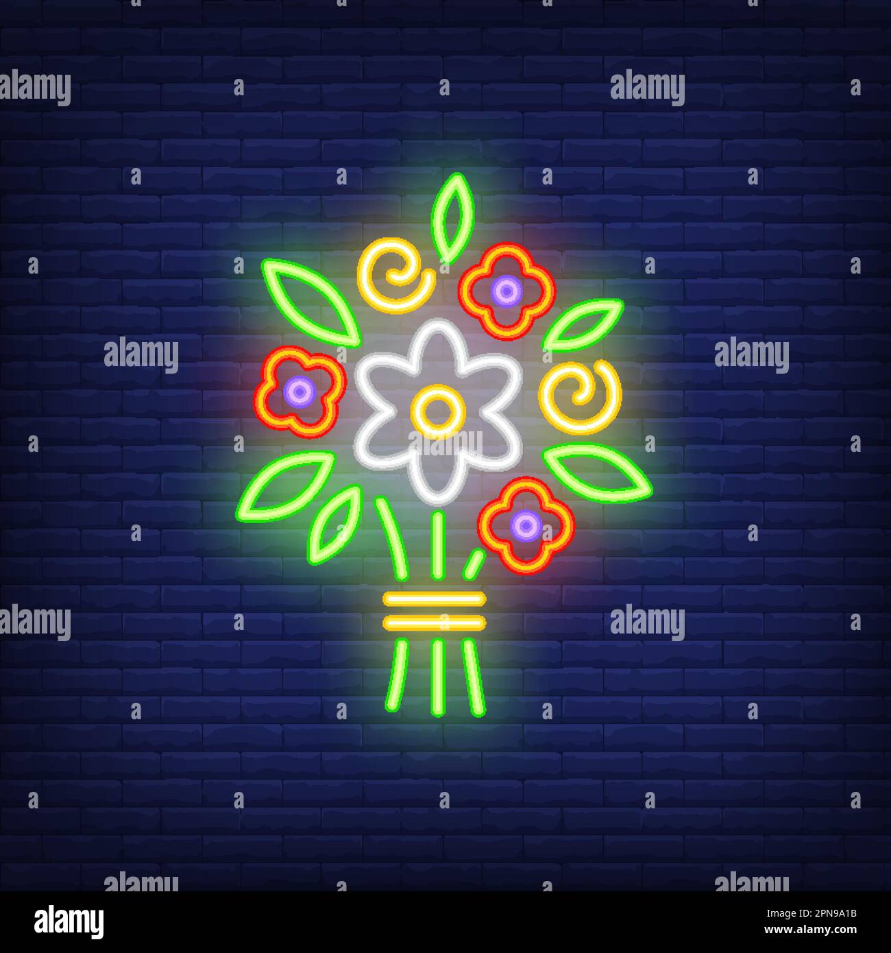 Bright flower bouquet neon sign Stock Vector Image & Art - Alamy
