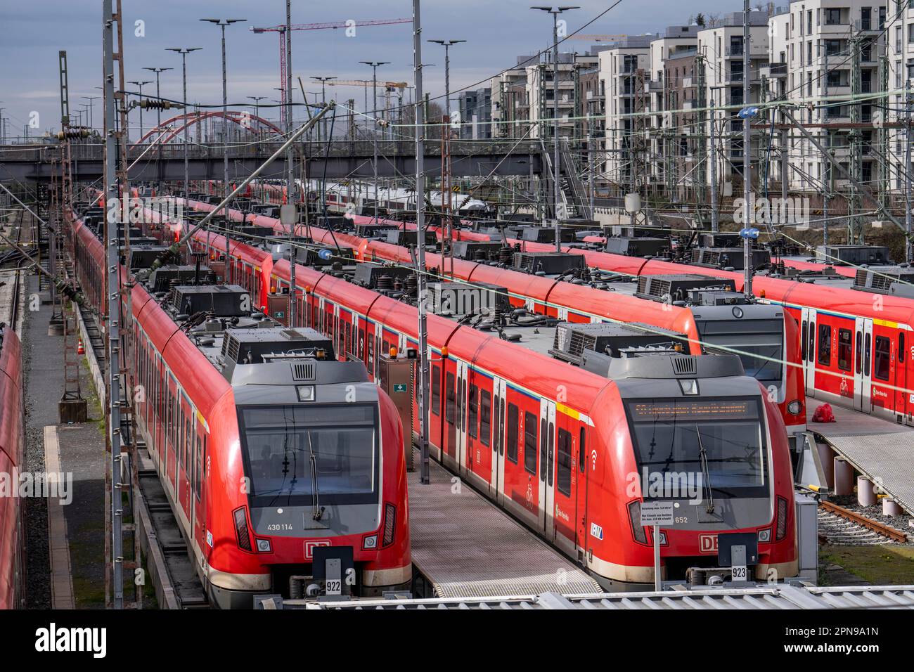 Local trains, suburban trains, wait for the next operation, in a ...