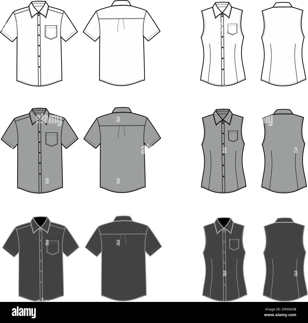 Mens And Womens Classic Shirt Front And Back Stock Vector Image And Art