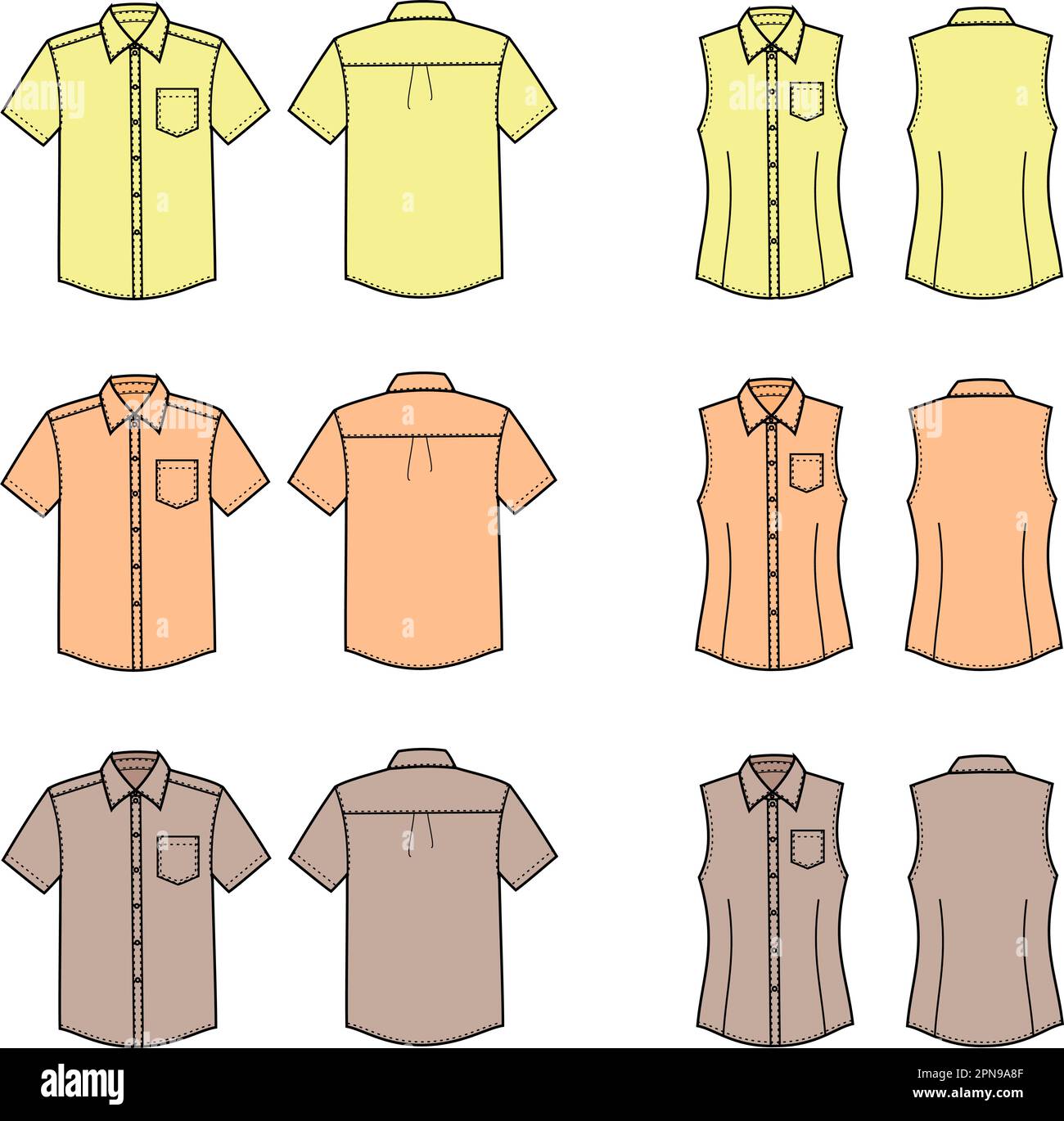 Mens and womens classic shirt. Front and back Stock Vector Image & Art ...