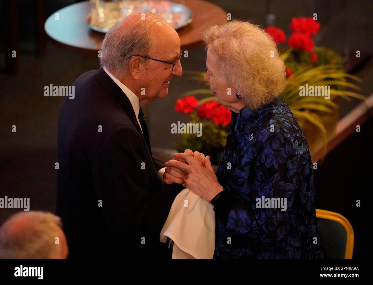 Former US Senator George Mitchell greets former Irish President Mary ...