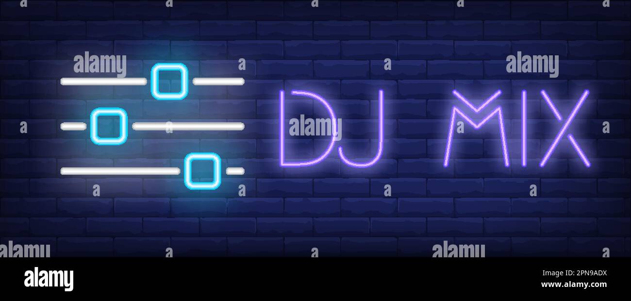 DJ mix neon text with equalizer Stock Vector Image & Art - Alamy