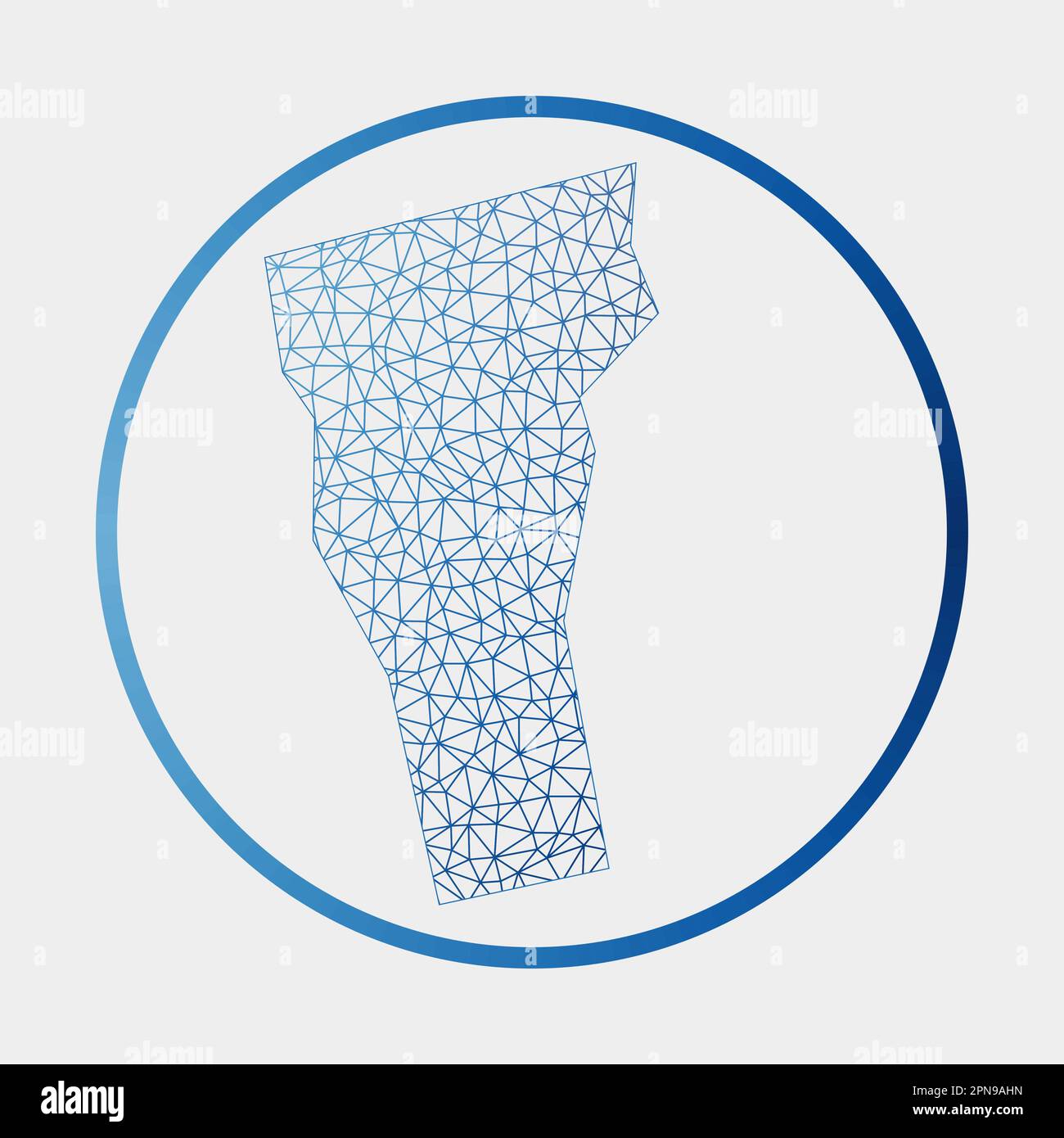 Vermont icon. Network map of the US state. Round Vermont sign with ...