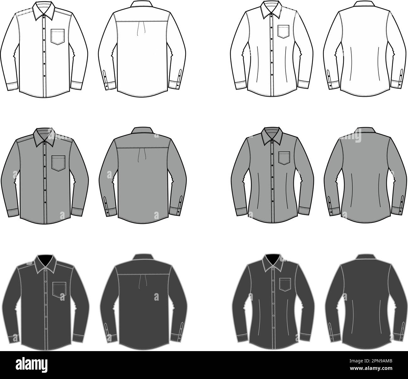 Mens And Womens Classic Shirt Front And Back Stock Vector Image And Art