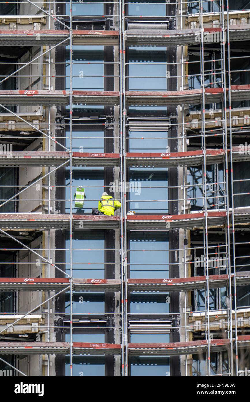 Large construction site, construction of a residential building with ...